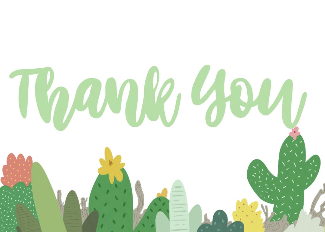 Desert Flowers Thank You Card, Customizable Stationery (digital Card ...