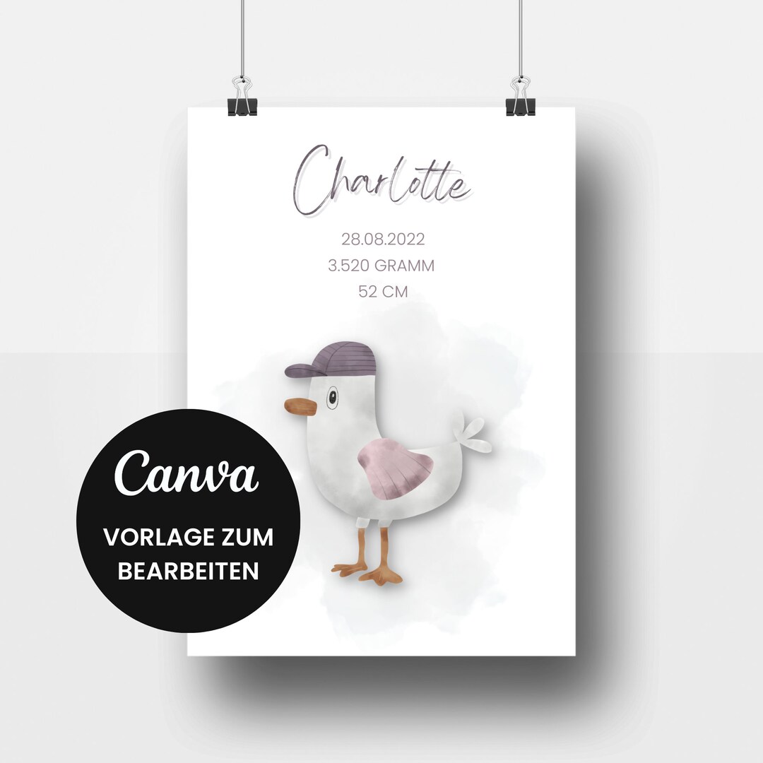 Personalized Birth Poster for Download DIN A4 A5 A6 - Color Purple - Etsy