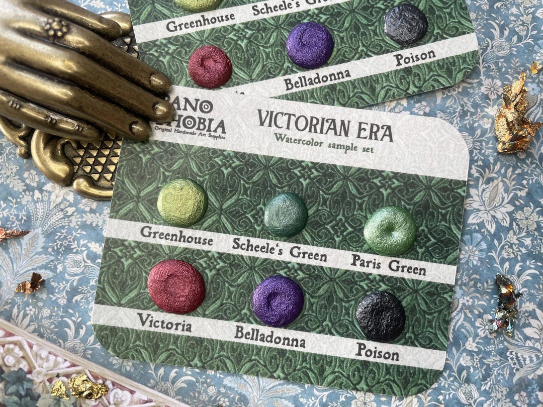 VICTORIAN ERA Lovecraft Handmade Shimmer Watercolors Sample Dot Card - Etsy