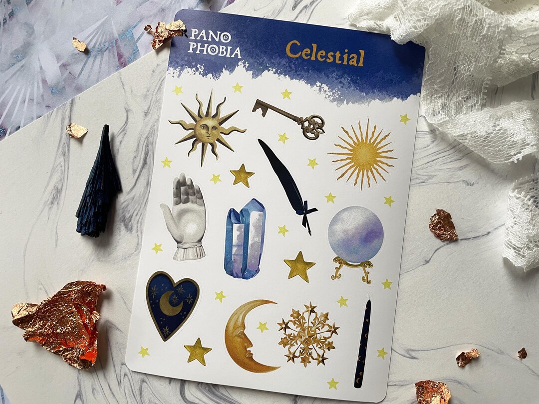 Celestial Matte Vinyl Sticker Sheet – Witchy Journal Scrapbook Stickers ...