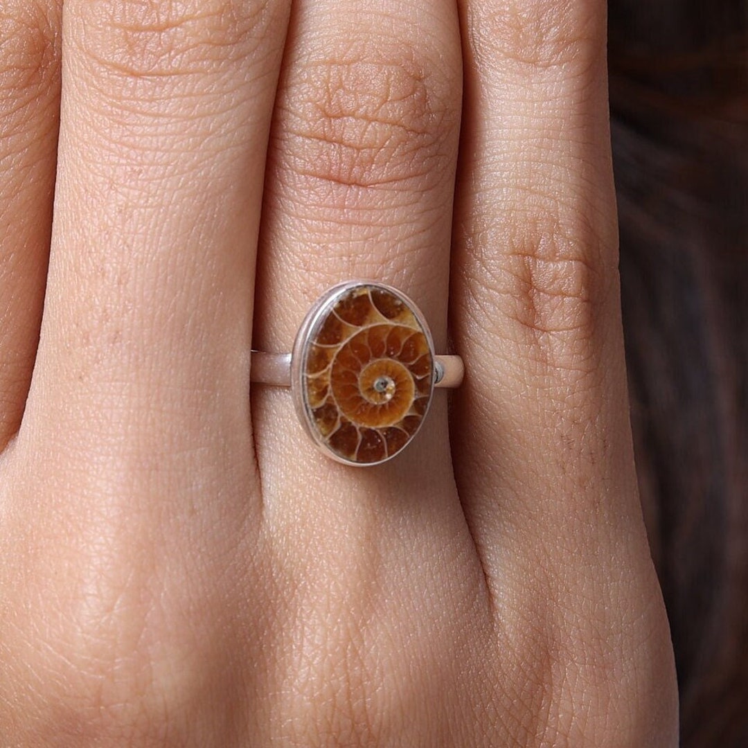 Ammonite Ring 925 Sterling Silver Ring Handmade Ring - Etsy