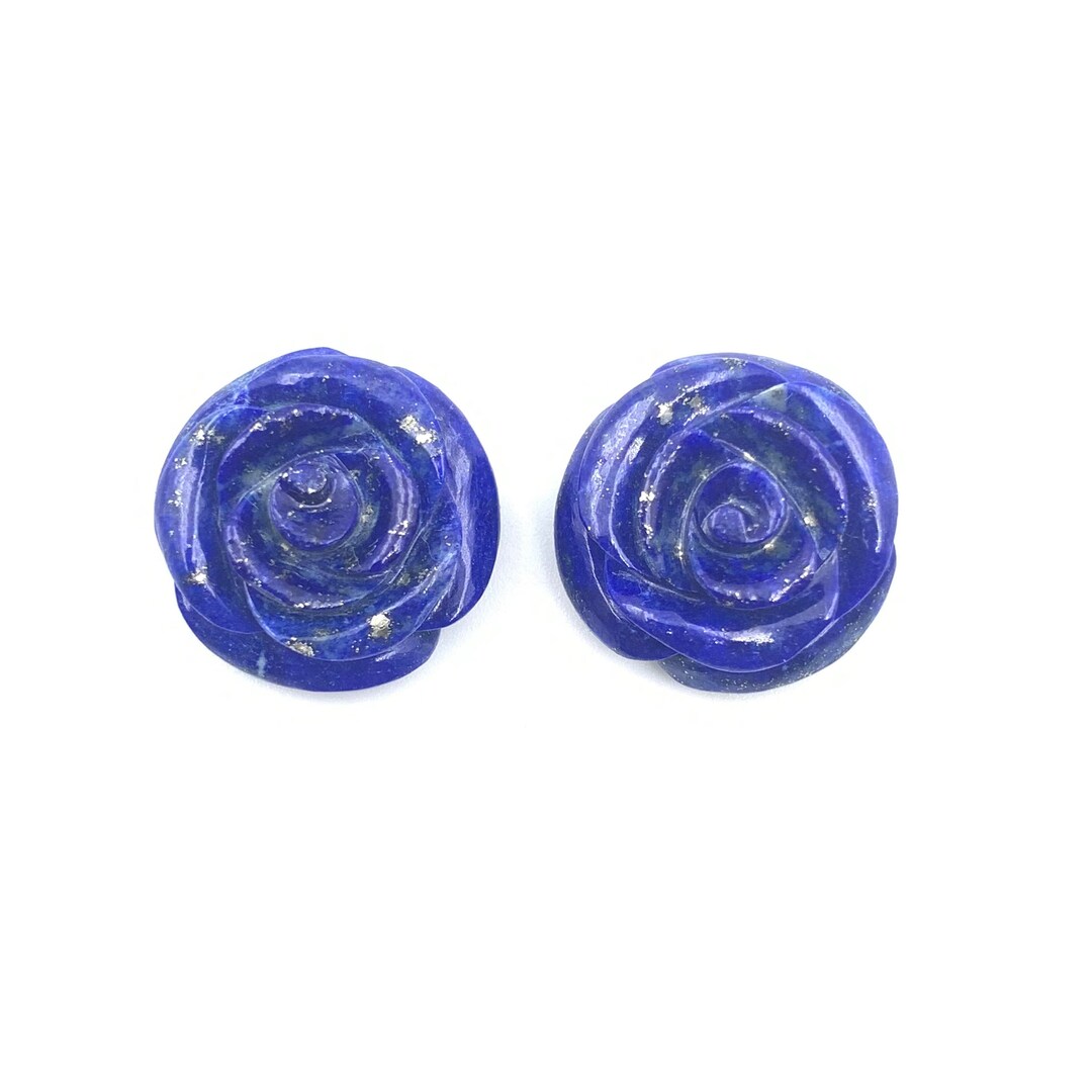 Lapis Lazuli Pair Flower Carving Loose Gemstone, Gemstone for Jewelry ...