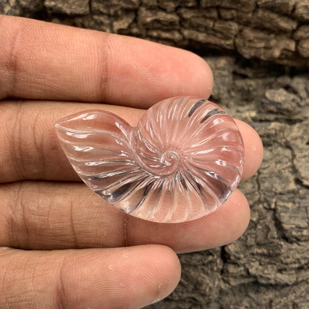 Crystal Clear Quartz Carved Sea Shell: Jewelry Making (26*41*6mm) - Etsy