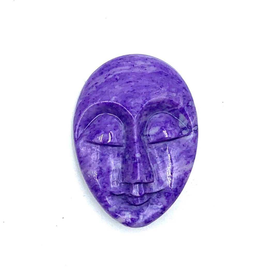 Hand Carved Angel Face Synthetic Charoite Pendant: Jewelry Making ...