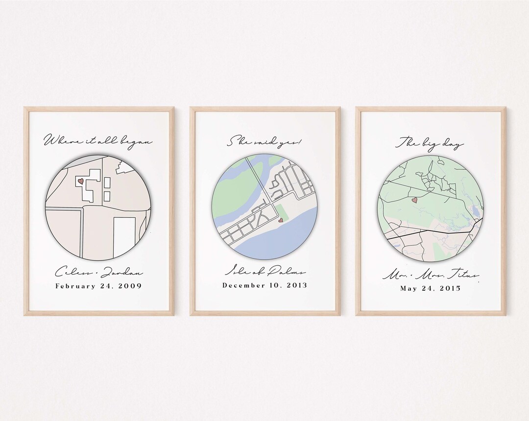 Minimal Map Design, Custom Map Gift, Digital Download, Where We Met ...