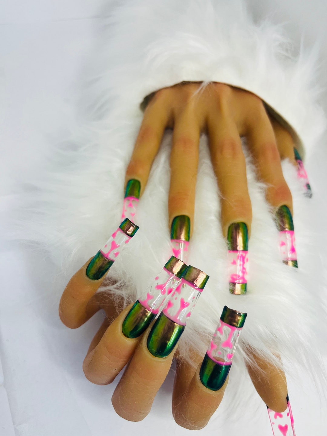 34pcs Heart Lava Lamp Nail and Toe Nails - Etsy