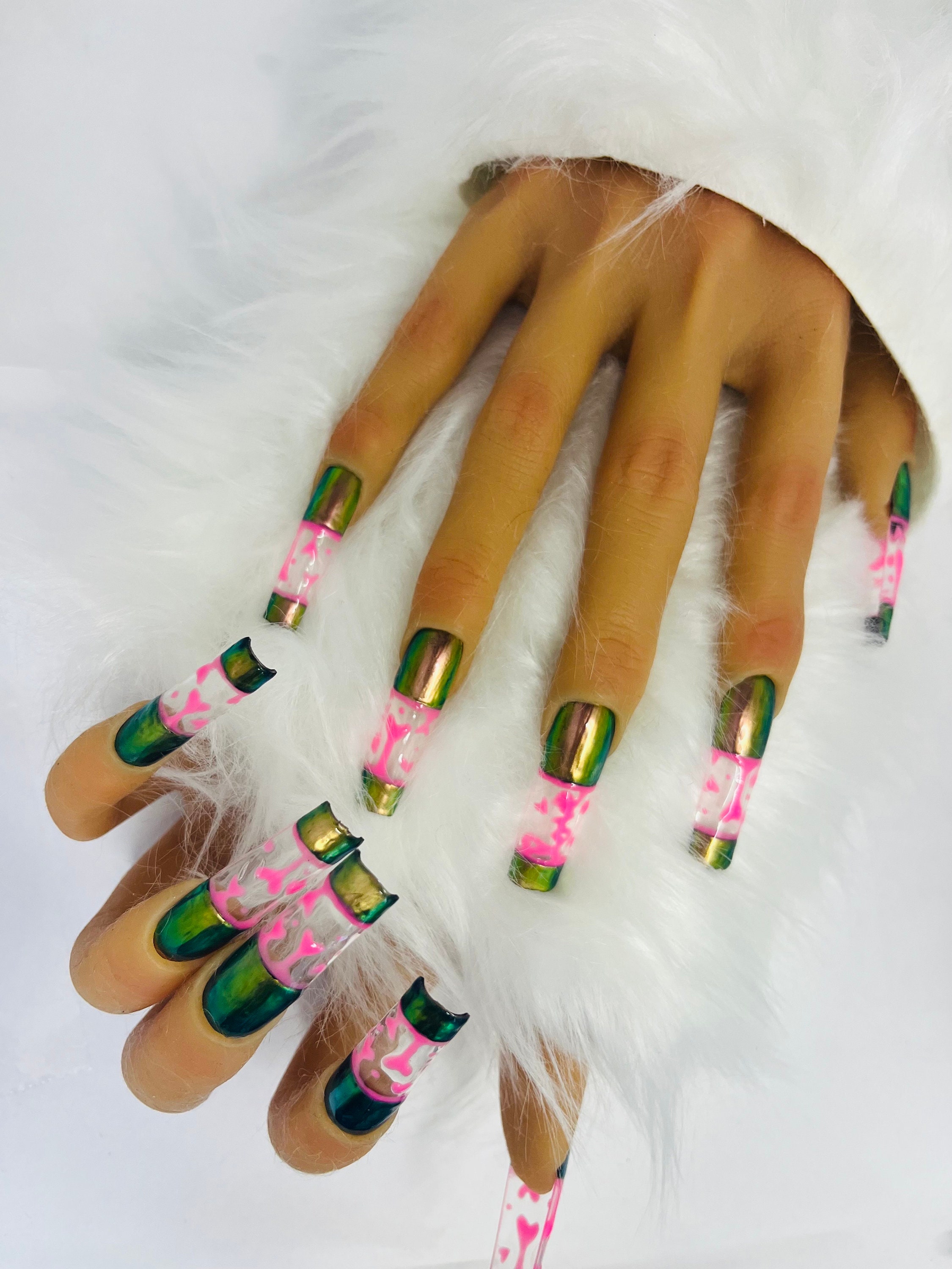 34pcs Heart Lava Lamp Nail and Toe Nails - Etsy