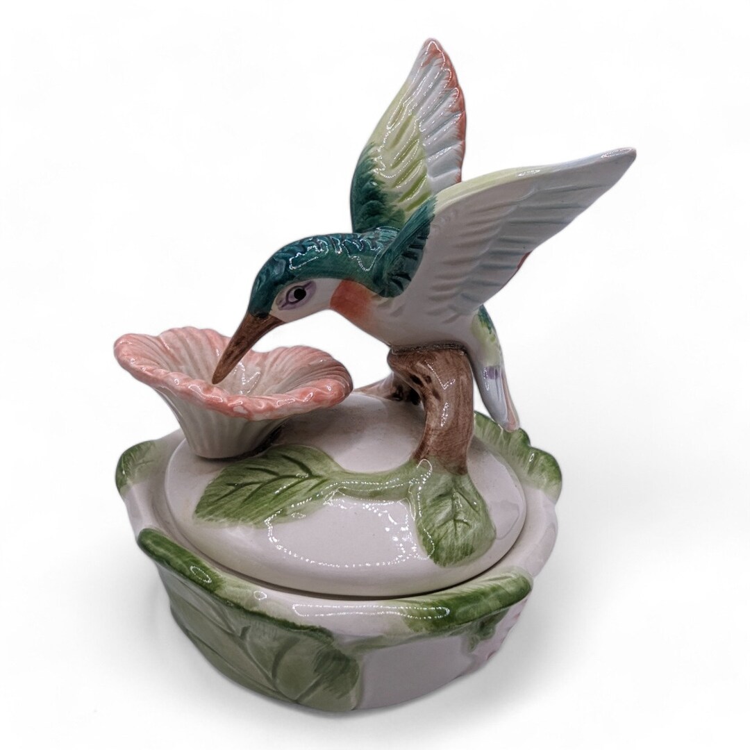 Vintage Fitz and Floyd Hummingbird Trinket Dish W Lid - Etsy