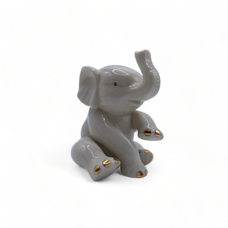 Lenox Sitting Baby Elephant Figurine With 24K Gold Trim 1990s VTG Trunk ...