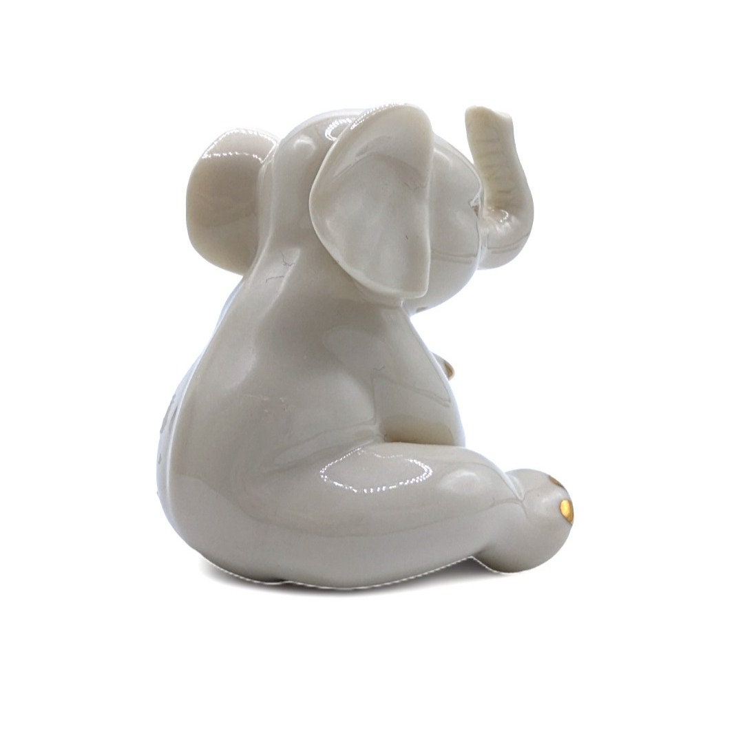 Lenox Sitting Baby Elephant Figurine With 24K Gold Trim 1990s VTG Trunk ...