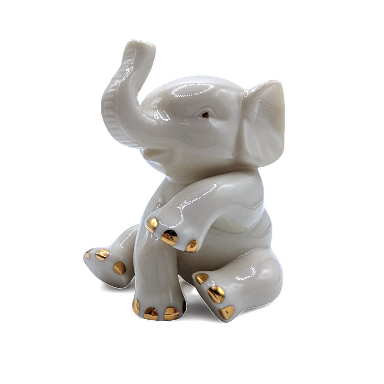 Lenox Sitting Baby Elephant Figurine With 24K Gold Trim 1990s VTG Trunk ...