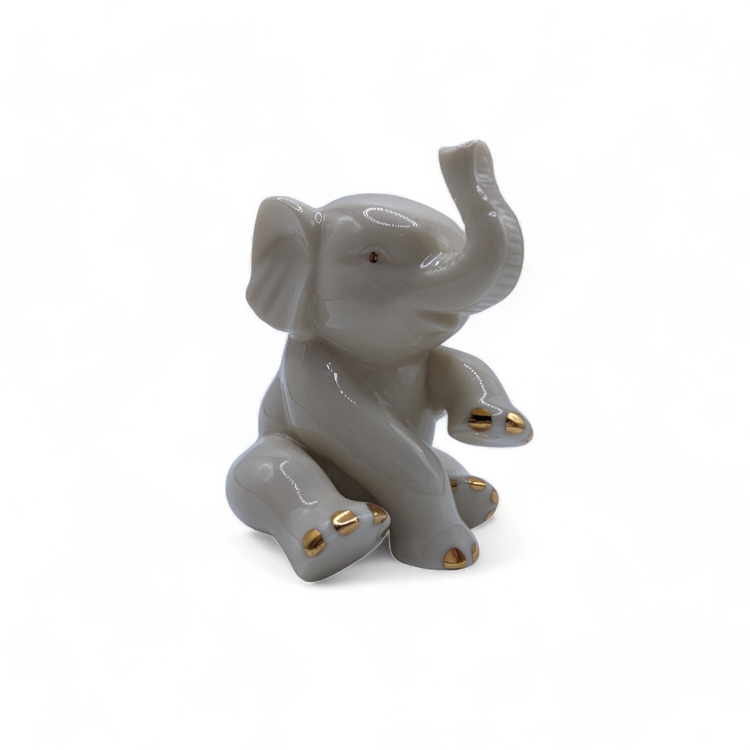 Lenox Sitting Baby Elephant Figurine With 24K Gold Trim 1990s VTG Trunk ...