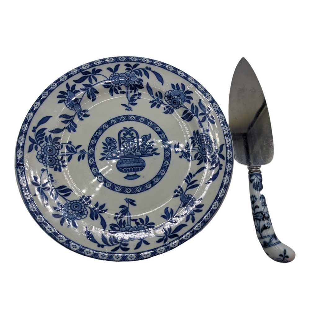 James M Shaw & Co Delph Antique Plate: Floral Blue Transferware, Made ...