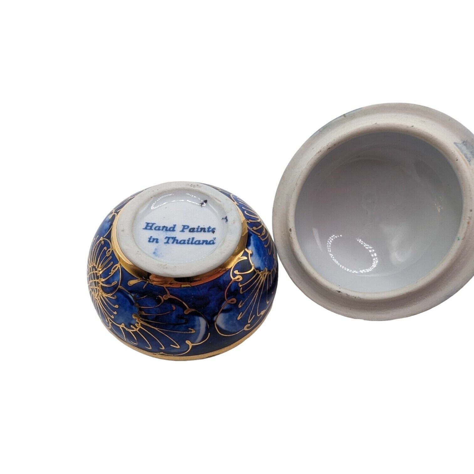 Hand Painted Thai Porcelain BENJARONG Trinket Box W/LID Blue Gold - Etsy