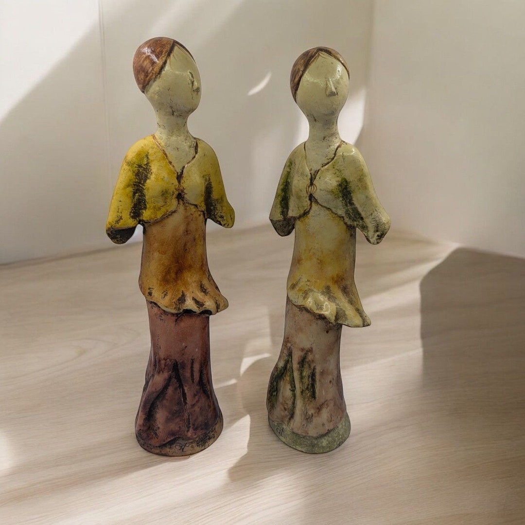 Vintage Ceramic Figurines Sculptures Hand Made and Signed by AT 17 ...