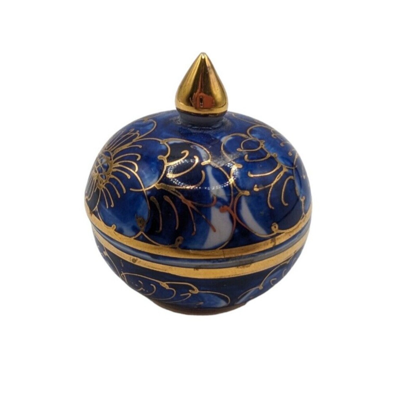 Hand Painted Thai Porcelain BENJARONG Trinket Box W/LID Blue Gold - Etsy