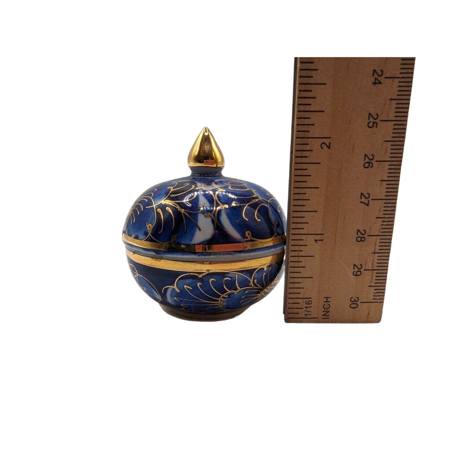 Hand Painted Thai Porcelain BENJARONG Trinket Box W/LID Blue Gold - Etsy