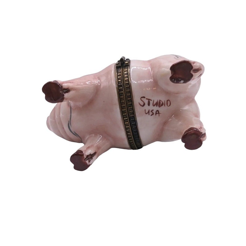 Vintage 1990s Studio USA Happy Pig Enamel Hinged Trinket Box Hand ...