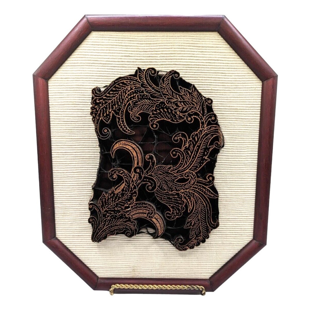 Antique Batik Tjap Cap Copper Textile Hand Stamp/printing Blocks Framed ...