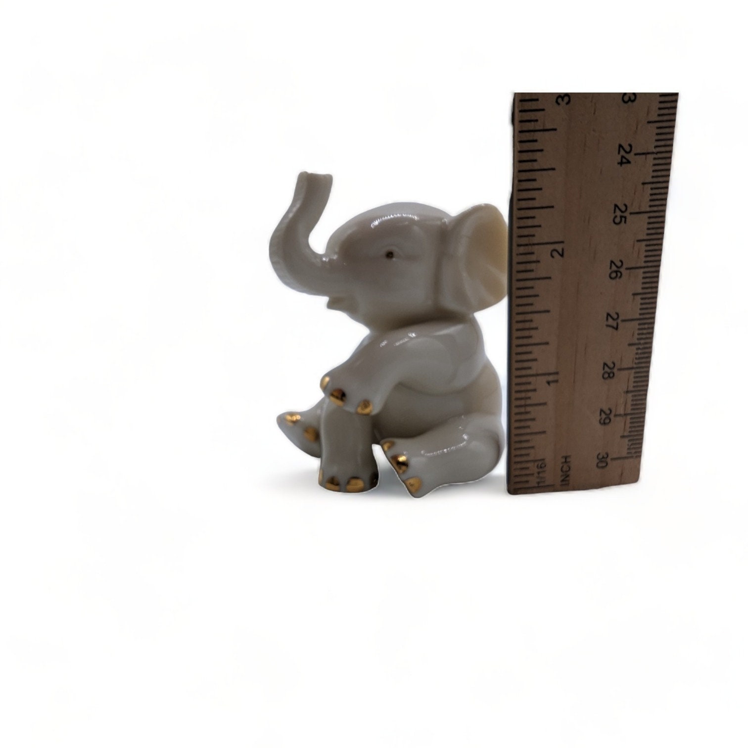 Lenox Sitting Baby Elephant Figurine With 24K Gold Trim 1990s VTG Trunk ...