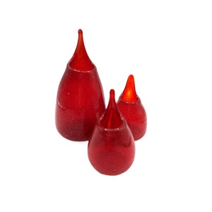 Set of 3 Vintage Red Bubble Hand Blown Art Glass Bubbles Thrown Stretch ...