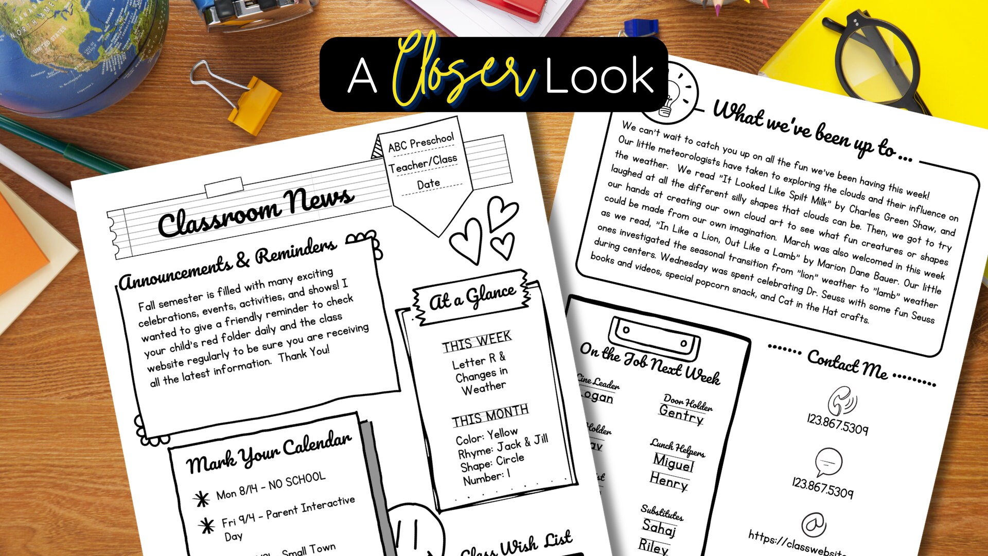 Class Newsletter (black & White) - Etsy