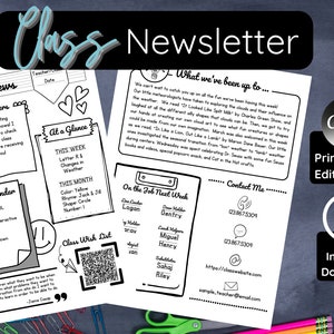 Class Newsletter (black & White) - Etsy