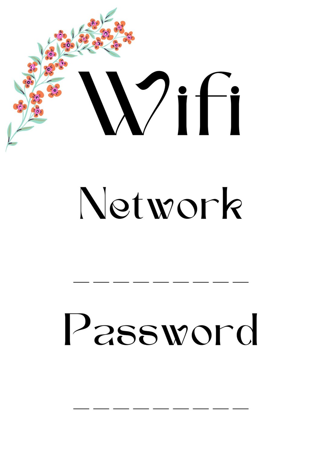 5x7 Classy Wifi Sign! Cute, Fun, Simple. - Etsy