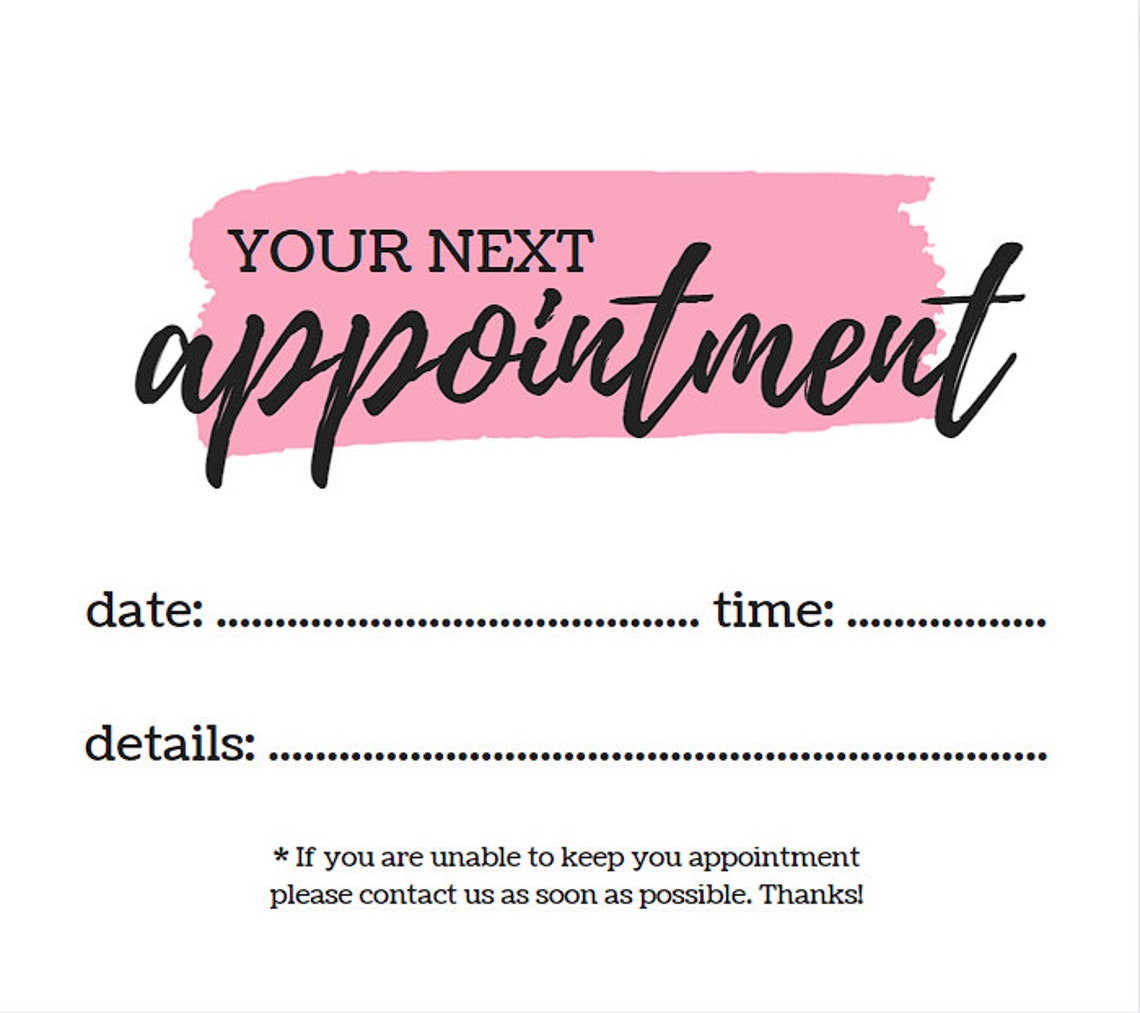 Simple Elegant White Appointment Card / Waiting Card / Opening Card - Etsy