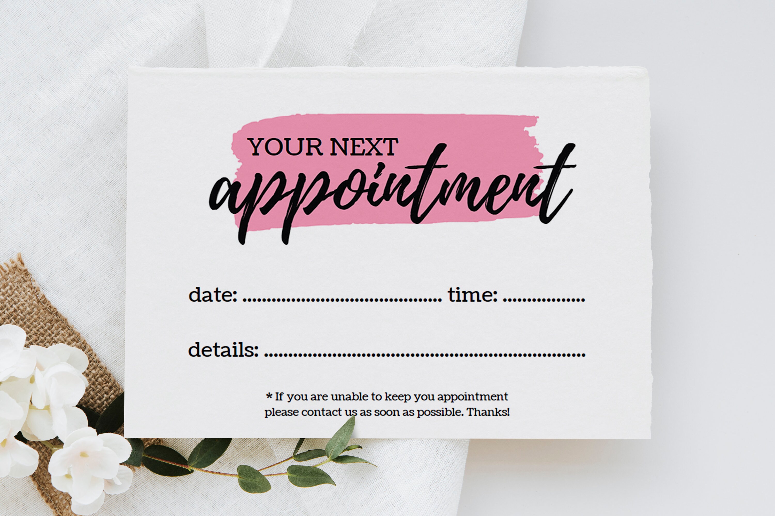 Simple Elegant White Appointment Card / Waiting Card / Opening Card - Etsy