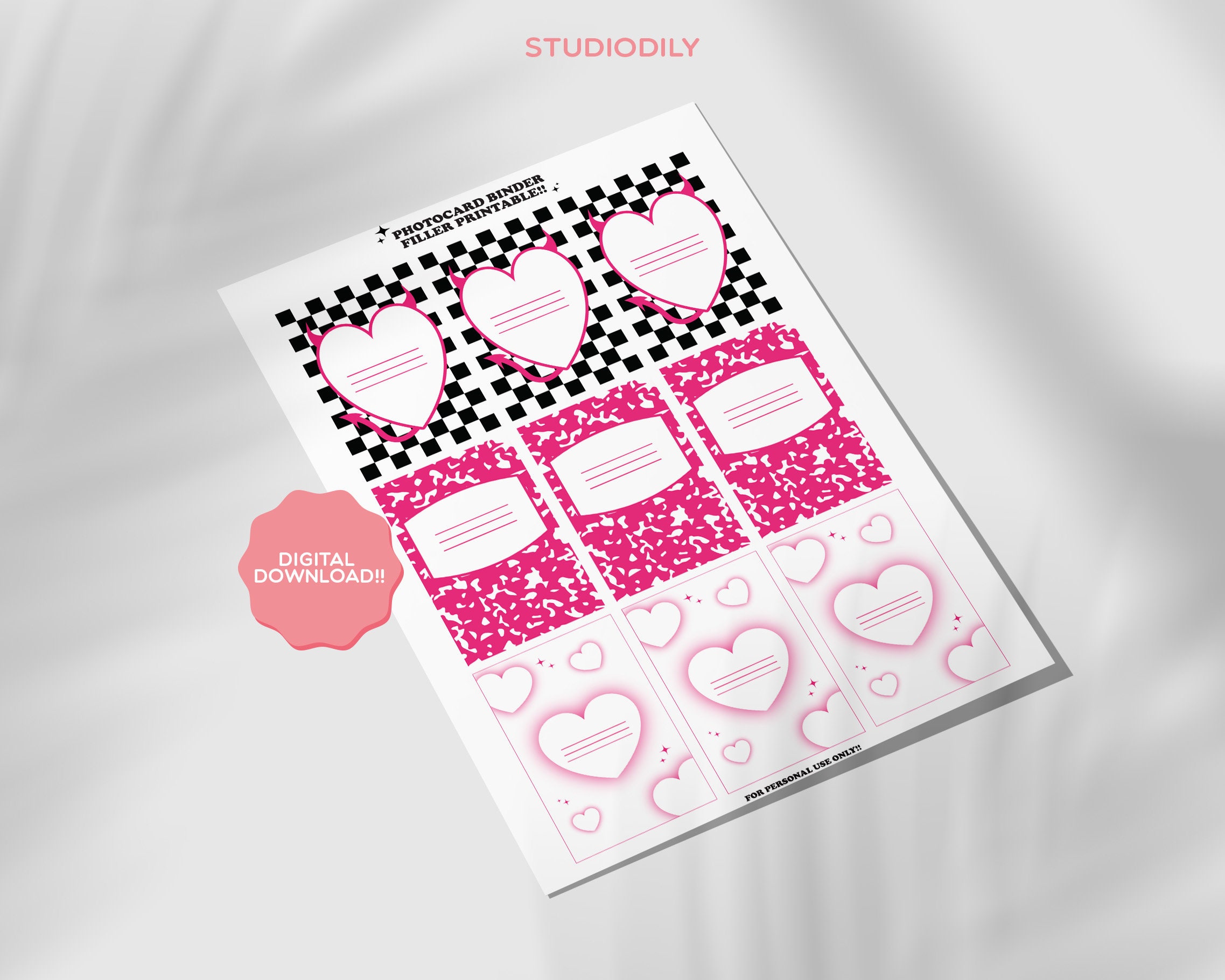 DIGITAL DOWNLOAD Kpop Photocard Place Holder for Collection Binder pink ...