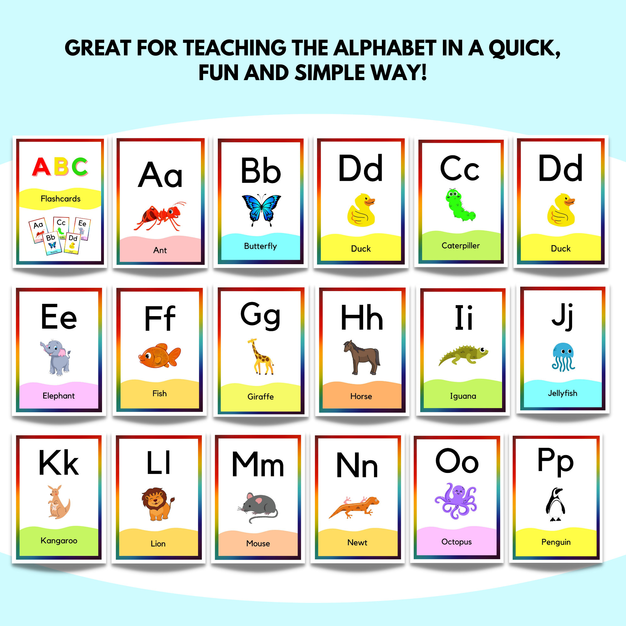 Alphabet Flashcards, ABC Flashcards, Printable Flashcards, Homeschool ...