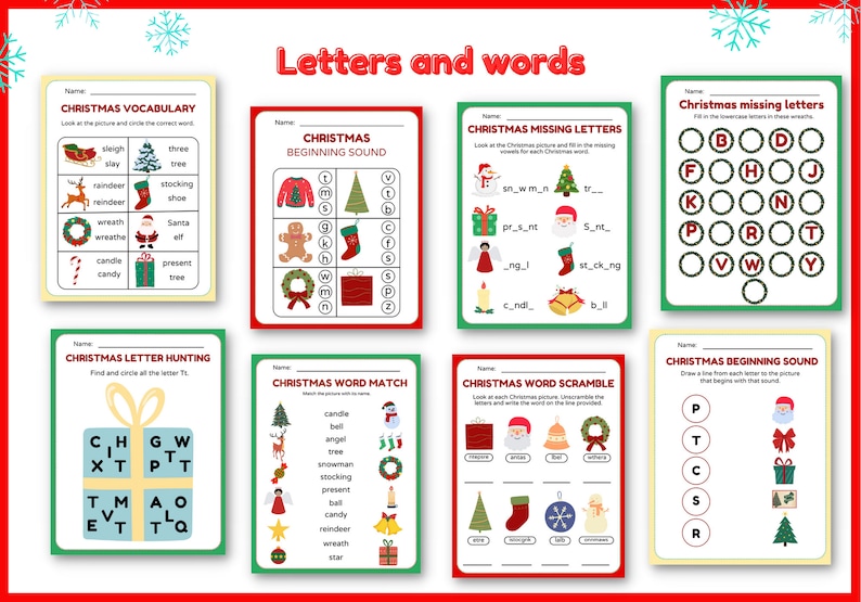 Christmas Worksheets Bundle, Printable Christmas Worksheets ...