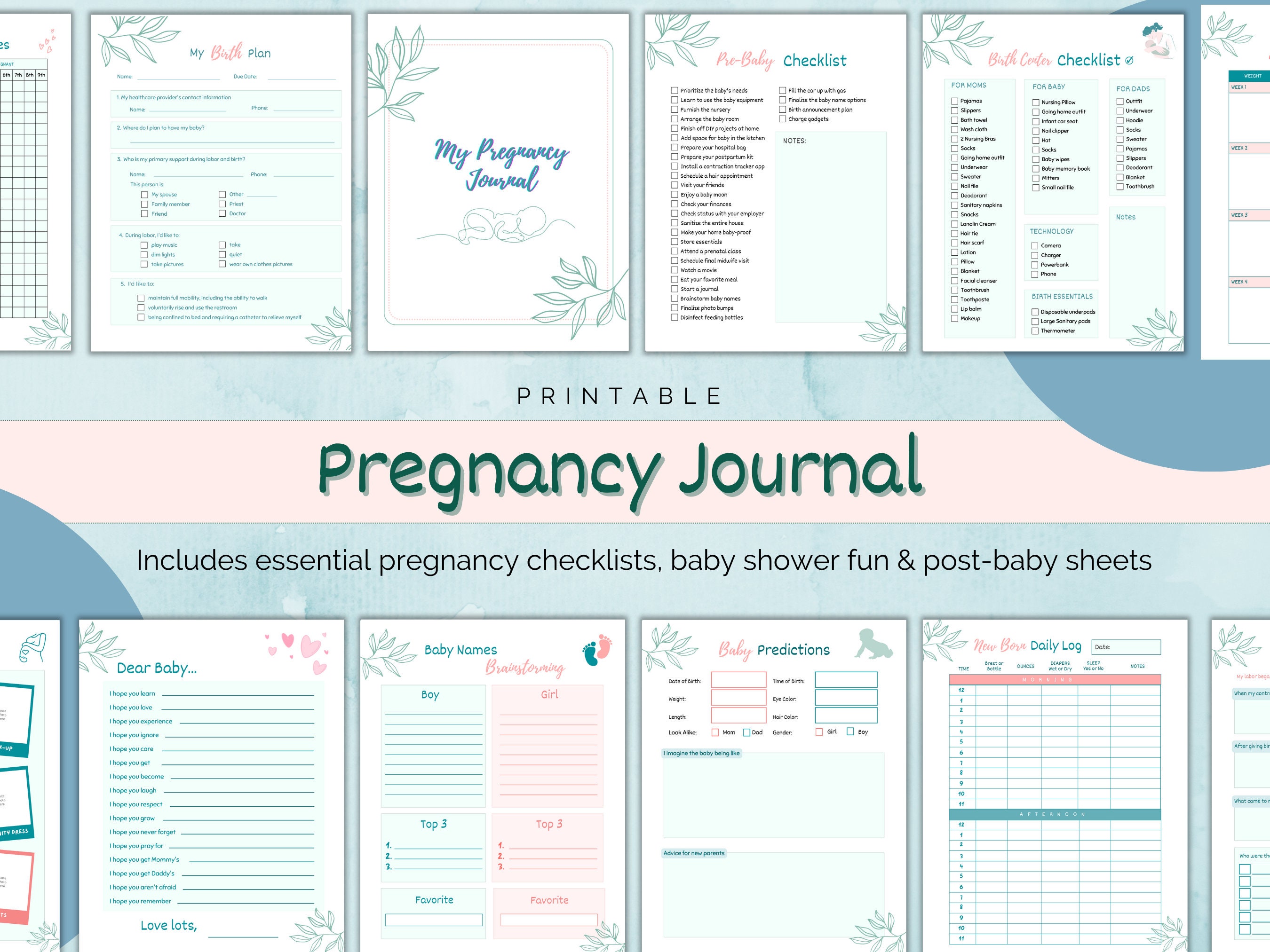 Printable Pregnancy Journal, Printable Pregnancy Planner, Pregnancy ...