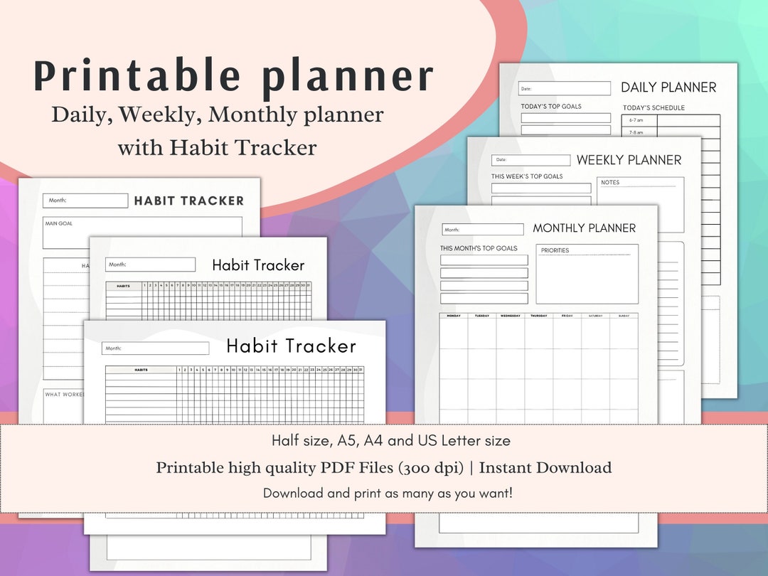 Printable Planner, Daily Planner, Weekly Planner, Monthly Planner ...