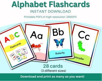 Alphabet Flashcards, ABC Flashcards, Printable Flashcards, Homeschool ...