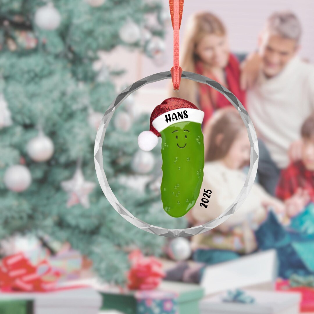 Personalized Pickle Christmas Ornament - Custom Name Glass Keepsake ...