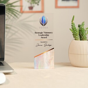 Custom Acrylic Leadership Award With Logo: Employee Recognition Trophy ...