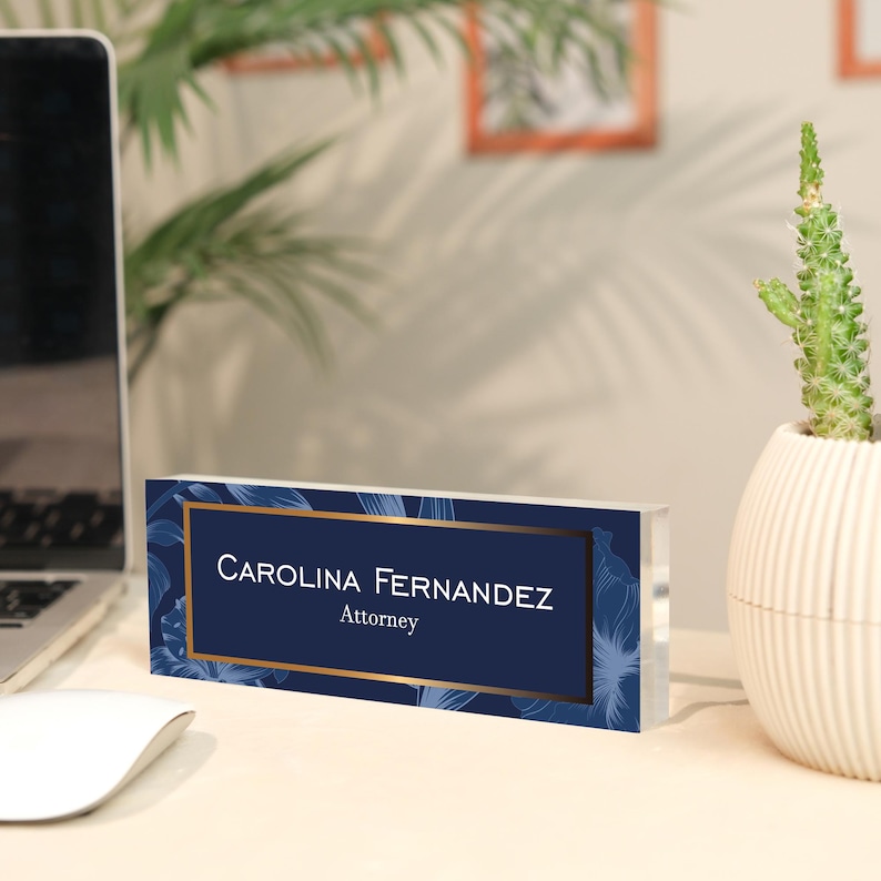 Personalized Acrylic Desk Name Plate – Custom Office Name Sign for ...