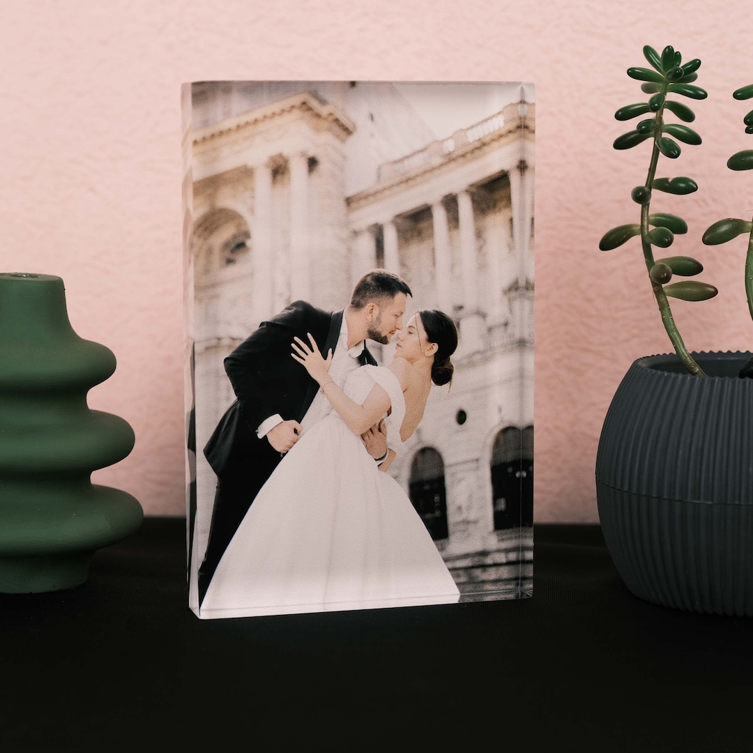 Glass Photo Block Newlywed Present, Christmas Gift, Personalized ...