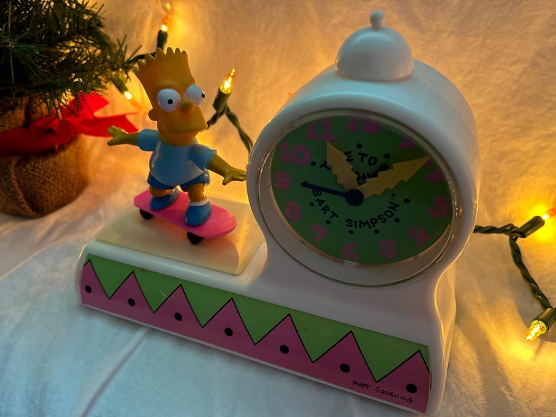 Rare 90s Vintage 1990 Skateboarding Bart Simpson FM Radio Alarm Clock ...