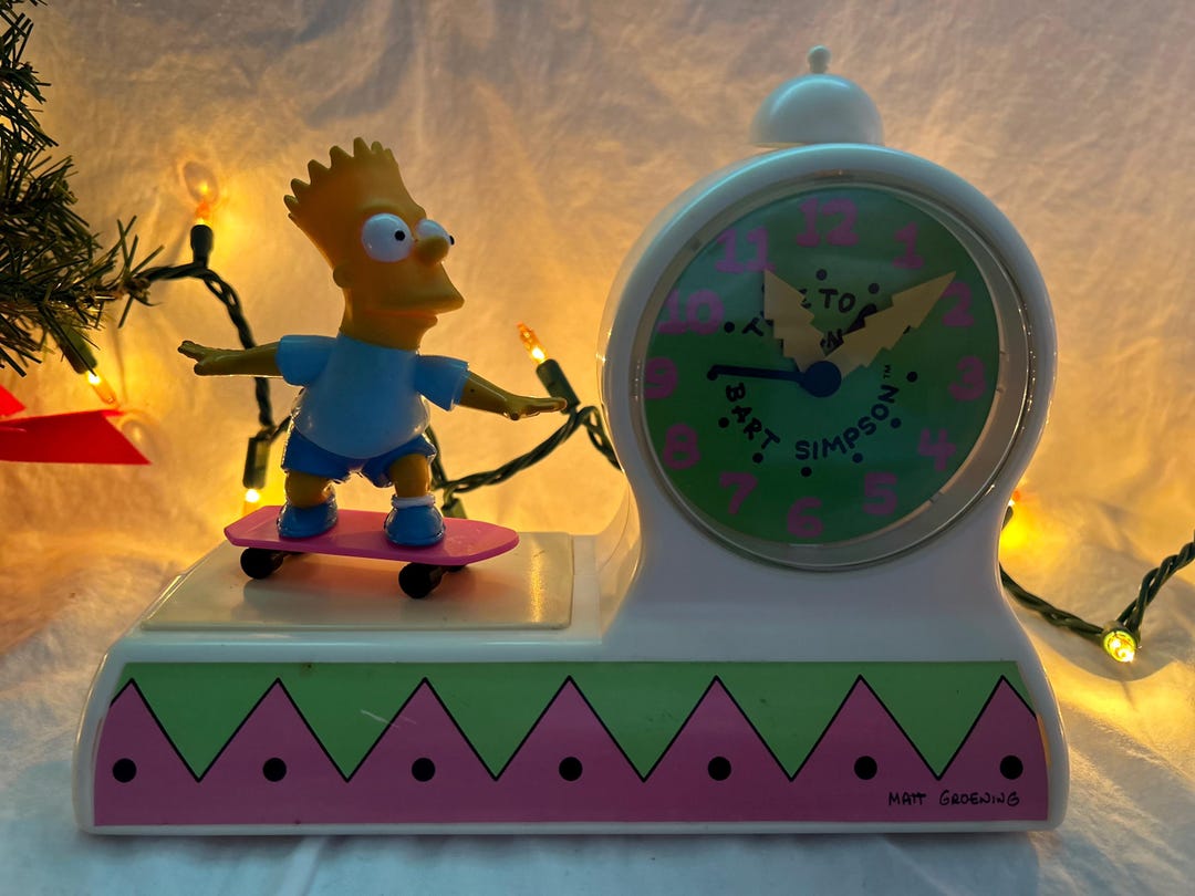 Rare 90s Vintage 1990 Skateboarding Bart Simpson FM Radio Alarm Clock ...