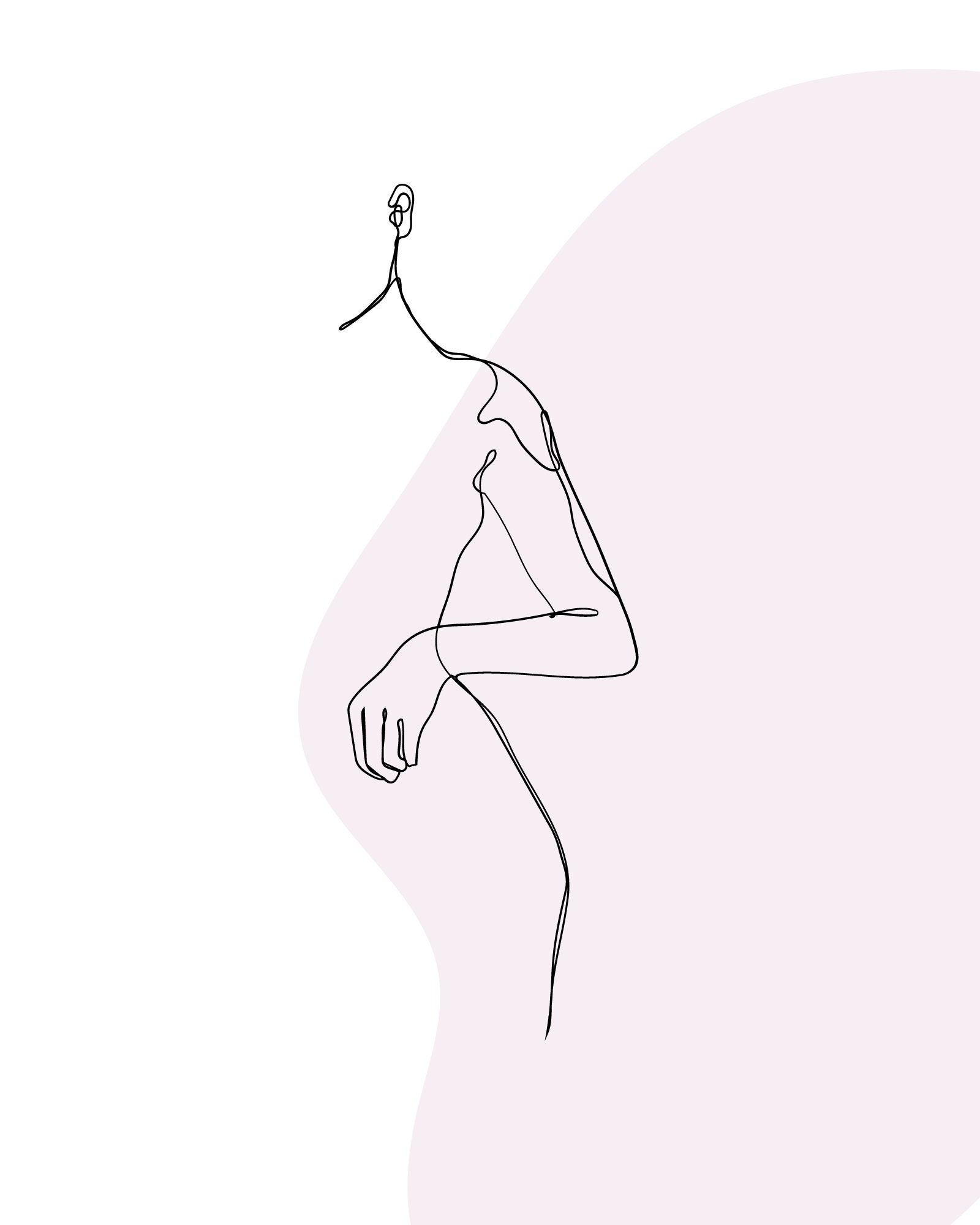 Baby Pink Lady Curves Line Art Printable Digital Wall Hanging - Etsy