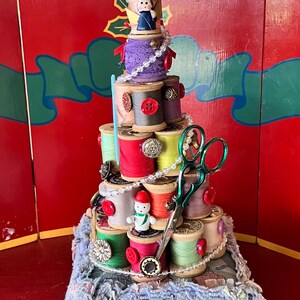 Vintage Christmas Tree Sewing Spools - Etsy