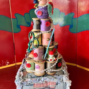Vintage Christmas Tree Sewing Spools - Etsy