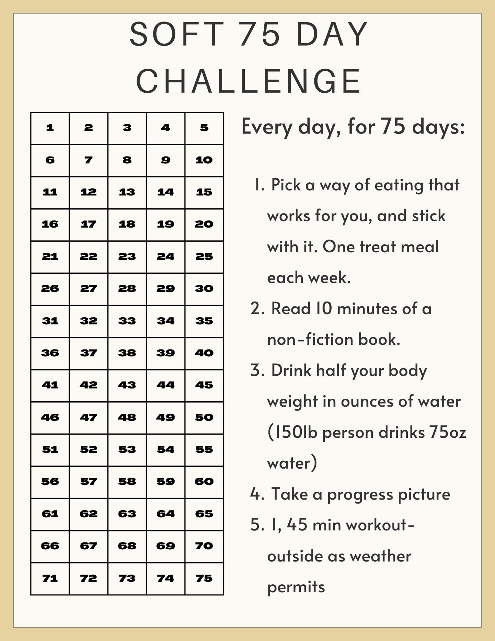 Soft 75 Day Challenge - Etsy