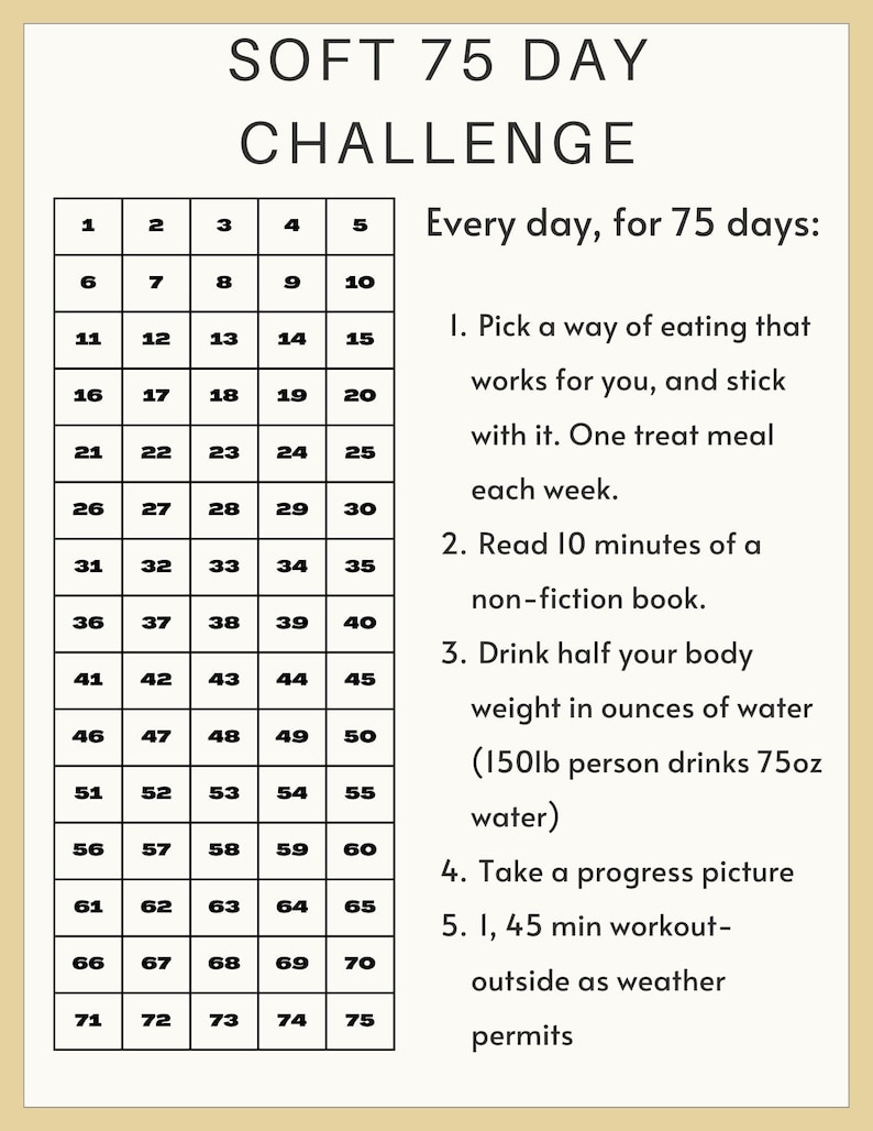 Soft 75 Day Challenge - Etsy