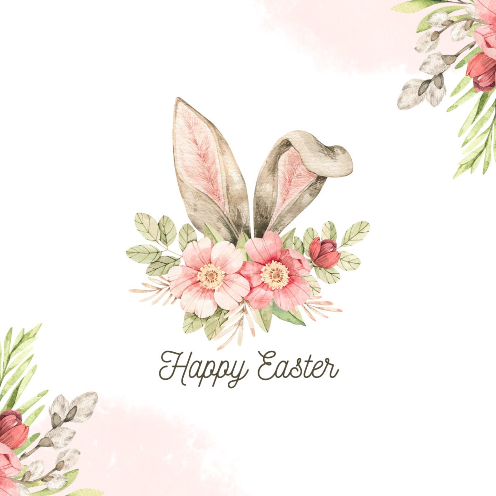 Easter Bunny Ears | Floral | Pink Flowers | Easter Day | Easter 2022 ...