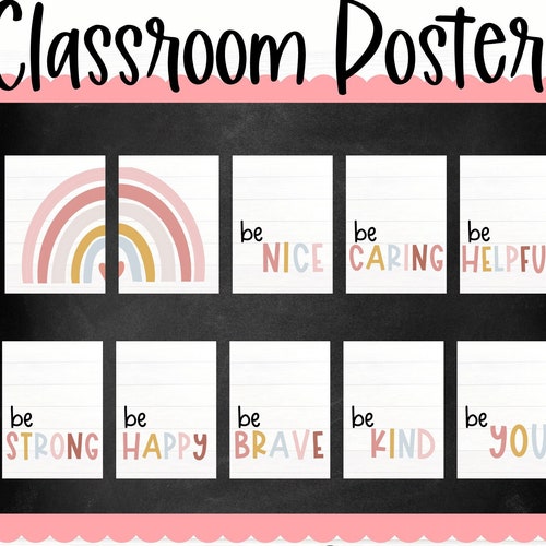 BULLETIN BOARD KITS Neutral Boho Be Posters Classroom - Etsy