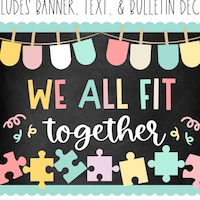 We All Fit Together Bulletin Board Kit | Puzzle Pieces Printable ...